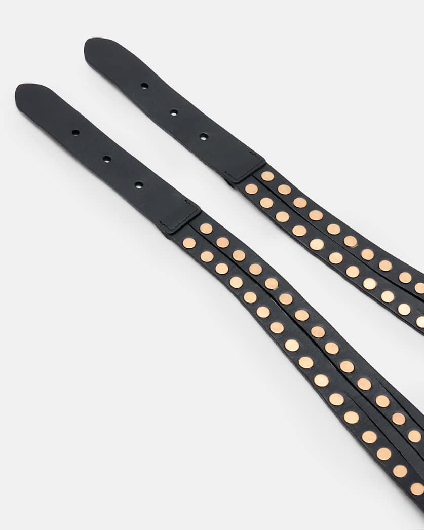 Leonie Wide Studded Leather Belt BLACK/WARM BRASS | ALLSAINTS